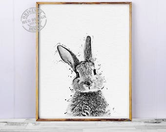 Bunny rabbit art | Etsy