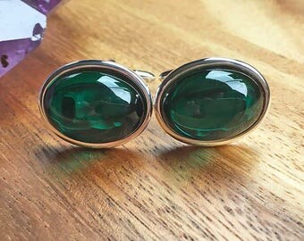 Green cufflinks | Etsy
