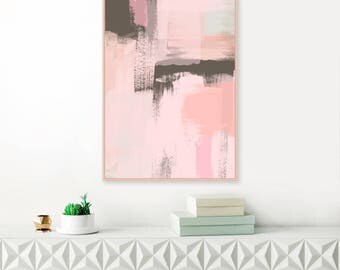 Pink abstract art | Etsy