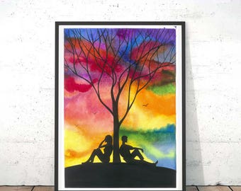 Love tree painting | Etsy