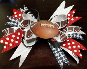 Layered spiked Embroidered Football Hairbow