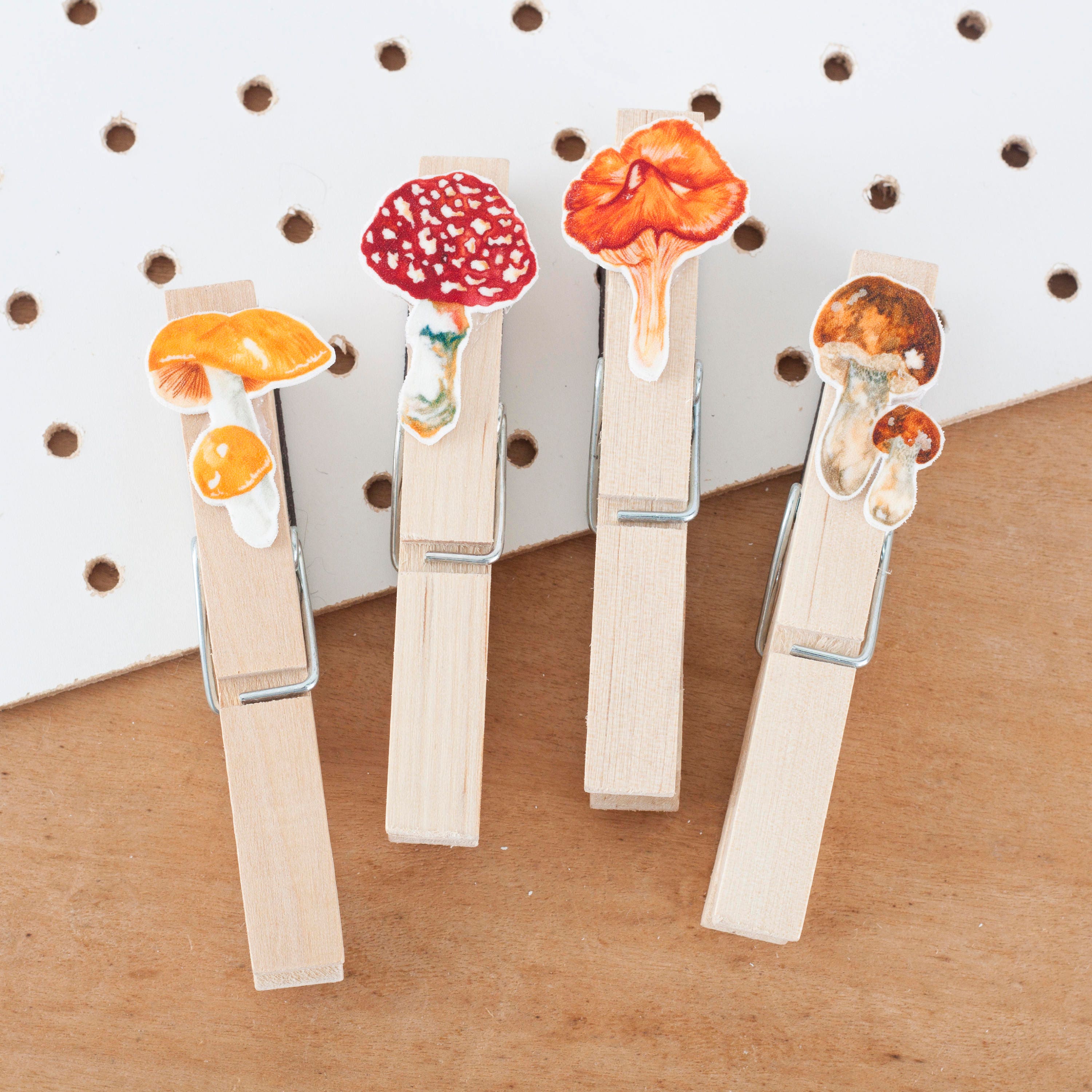 Mushroom & Toadstool Fridge Magnet Pegs Handmade Mushroom