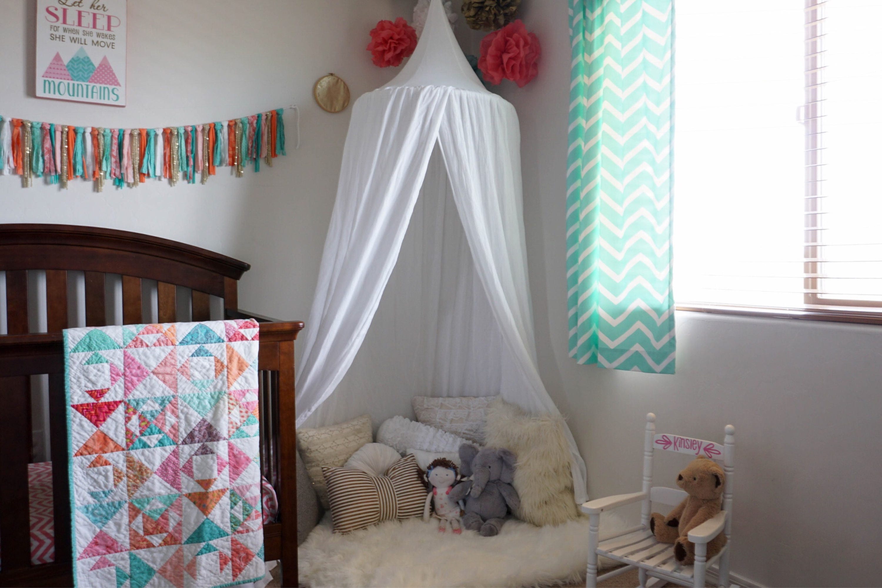 Play canopy in white cotton/ hanging tent/ reading nook canopy/hanging ...