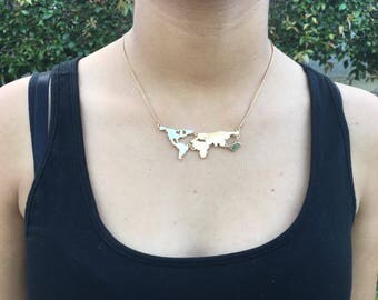 World map necklace | Etsy