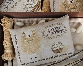 Easter Sampler&Happy Easter Pinkeep / Primitive cross stitch