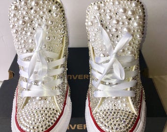 Crystalized Chicago Bulls Converse w/hidden Wedge STUNNING