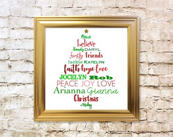 Christmas tree words | Etsy