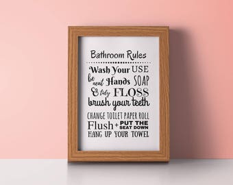 Bathroom rules print | Etsy