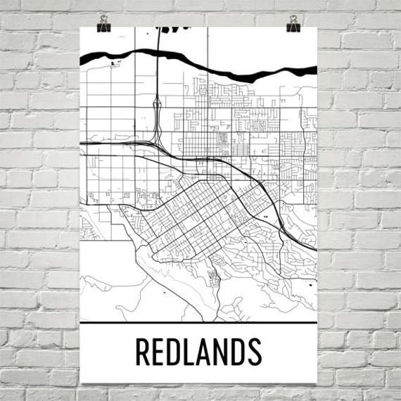 Redlands CA Map Redlands Art Redlands Print Redlands
