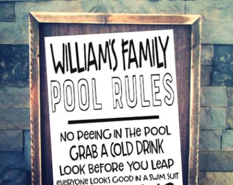 Pool rules sign | Etsy