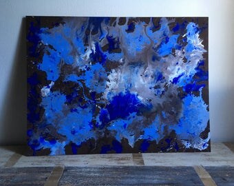 Blue abstract art | Etsy
