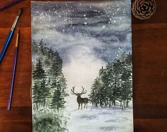 Deer painting | Etsy