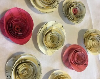 Music paper flowers | Etsy