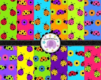 Lady Bug digital paper comes in Red Black White and Green.