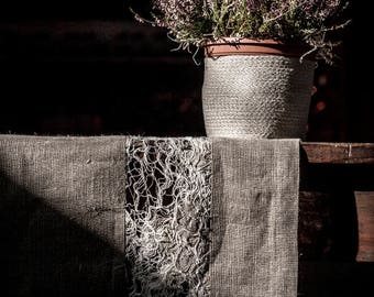 Gray burlap runner | Etsy