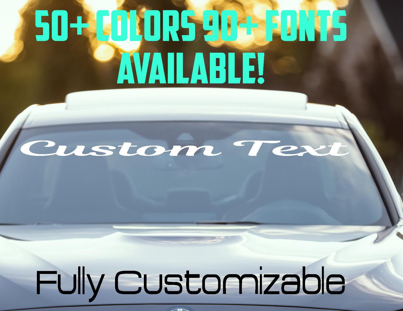 Custom Windshield Decals Word and Number Car Truck Window