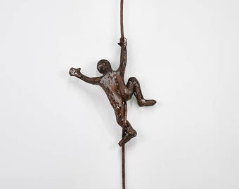 Rock climber Climbing Figure on the rope Metal art sports