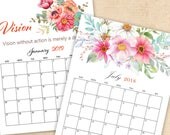 2018 and 2019 watercolor floral calendar, Printable Watercolor ...