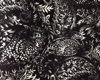 Black paisley fabric | Etsy