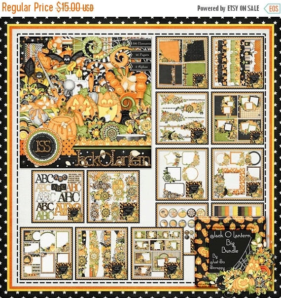 On Sale 50% Off Jack O Lantern Halloween Digital Scrapbooking