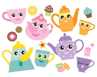 Tea party clipart | Etsy