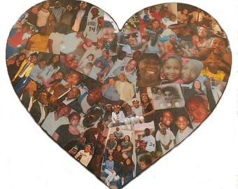 Family Tree Heart shaped Photo Collage on Canvas Ready to