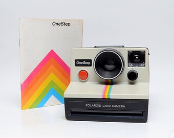Vintage Polaroid OneStep SX-70 White Rainbow Stripe Instant
