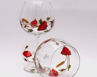 Poppy wine glass | Etsy