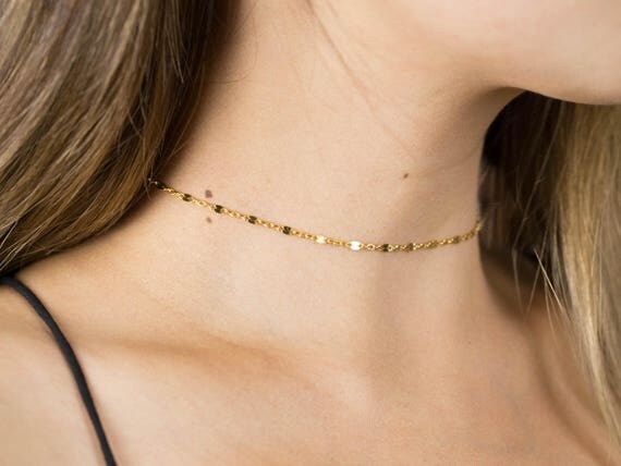 Dainty Gold Choker / Gold Chain Choker / Gold Lace Choker