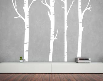 Birch tree wall decal | Etsy