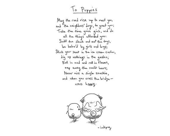 To Puppies print dog poem dog poetry art dog memorial in