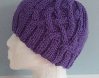 PDF Knitting Pattern-Saxon Braid Cabled Cap