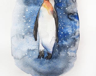 Penguin art | Etsy