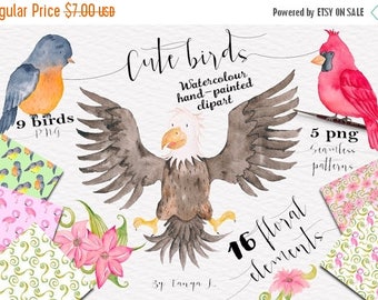 Bird clipart Watercolor birds clip art Hand painted birds