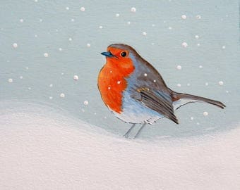 Robin painting | Etsy