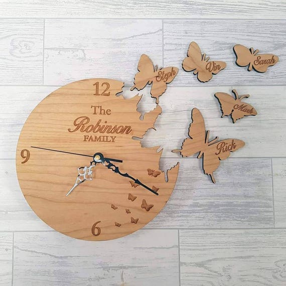 Butterfly Clock laser cut and personalised Home decoration