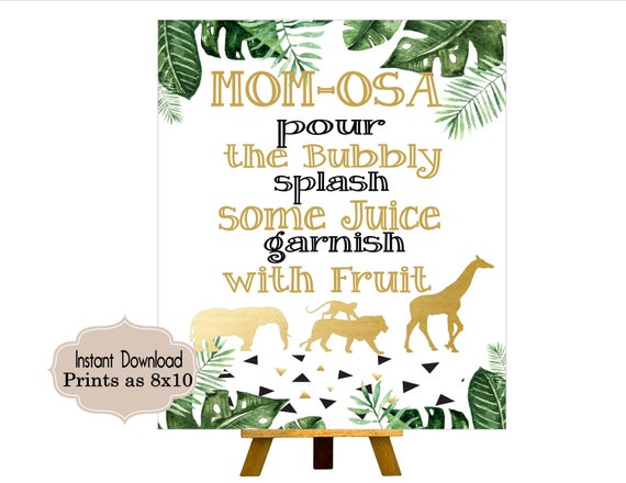 DIGITAL FILE Momosa Bar Sign, Mimosa Bar Sign, Baby Shower , Safari ...