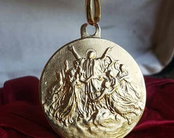 Gold religious medal | Etsy