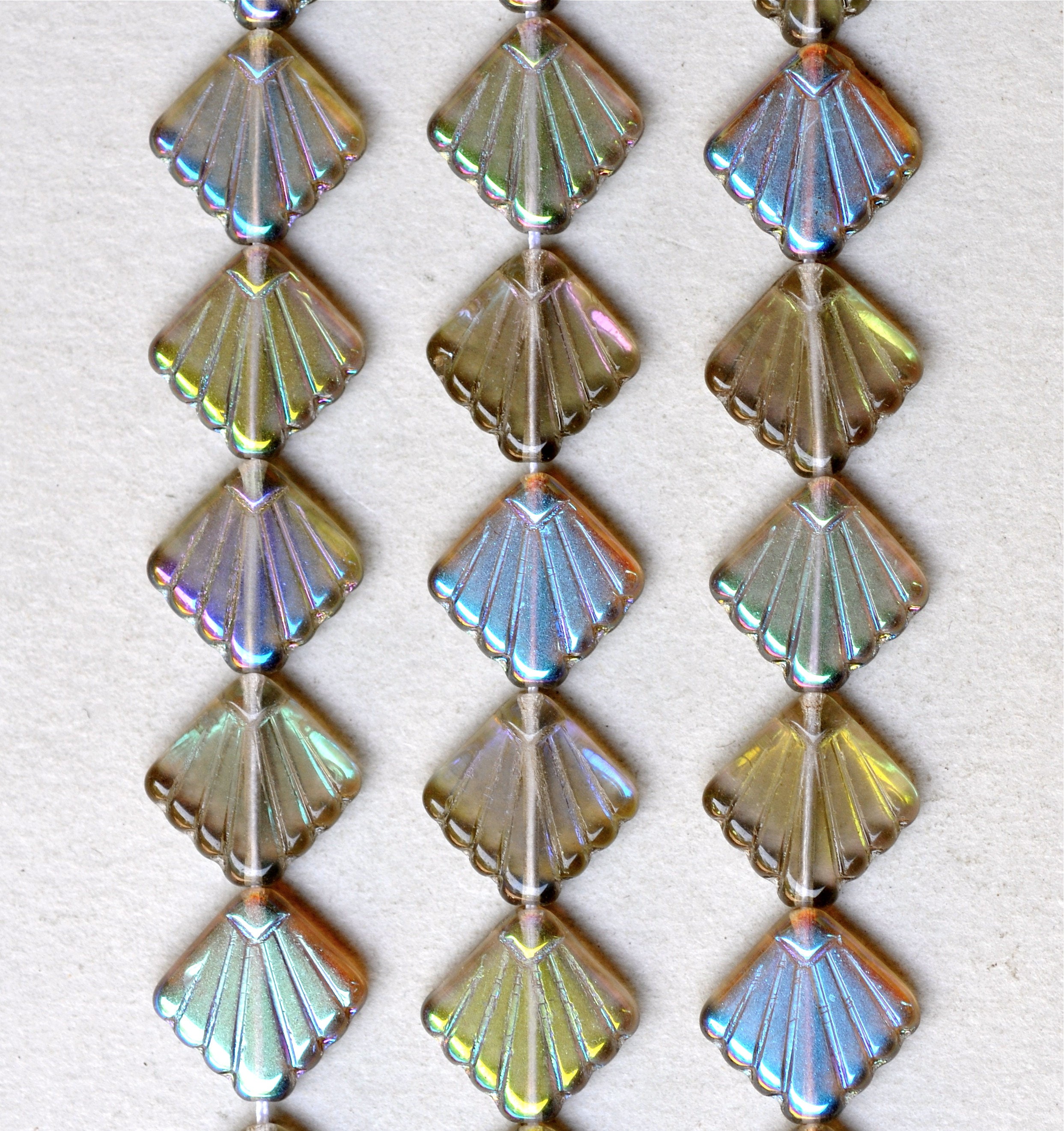 Flat Shell Fan Bead Czech Glass Shell Beads 17mm x 17mm