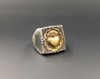 Sacred heart ring | Etsy