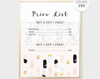 Nail price list | Etsy