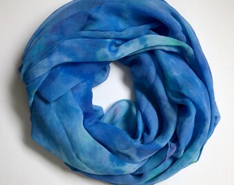 Blue silk scarf | Etsy