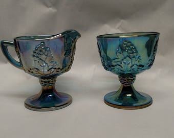 Blue carnival glass | Etsy