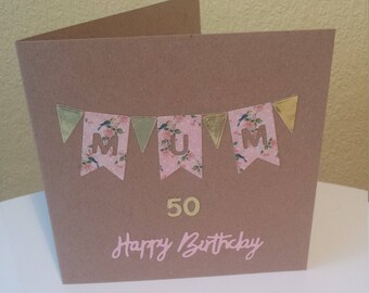 Mother's Day Card Button Flowers Paper Cut Card