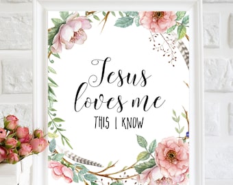 Jesus Loves Me Wall Art. Childrens Decor. Jesus Loves Me This