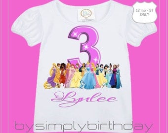 Disney princess birthday shirt | Etsy