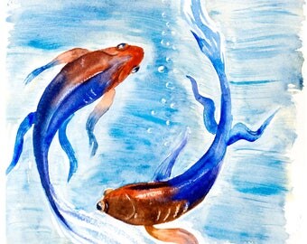 Koi fish print | Etsy