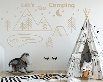 Camping wall decal | Etsy