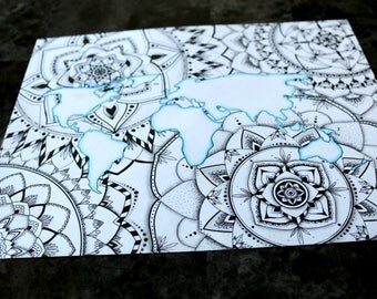 Mandala world map | Etsy