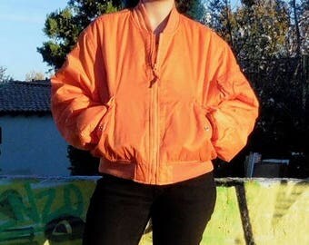 Orange bomber jacket | Etsy